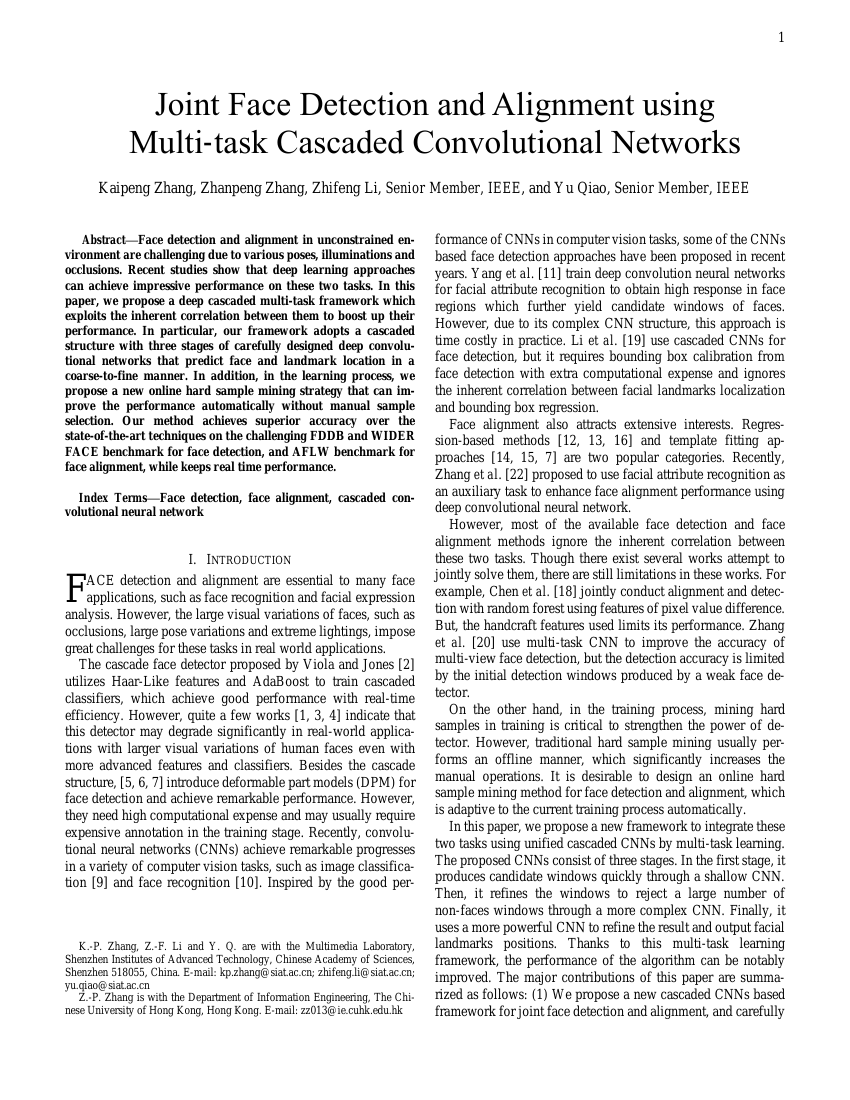 Joint Face Detection and Alignment using Multi-task Cascaded ...