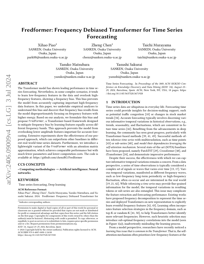Fredformer：用于时间序列预测的频率去偏Transformer | 论文 | HyperAI超神经