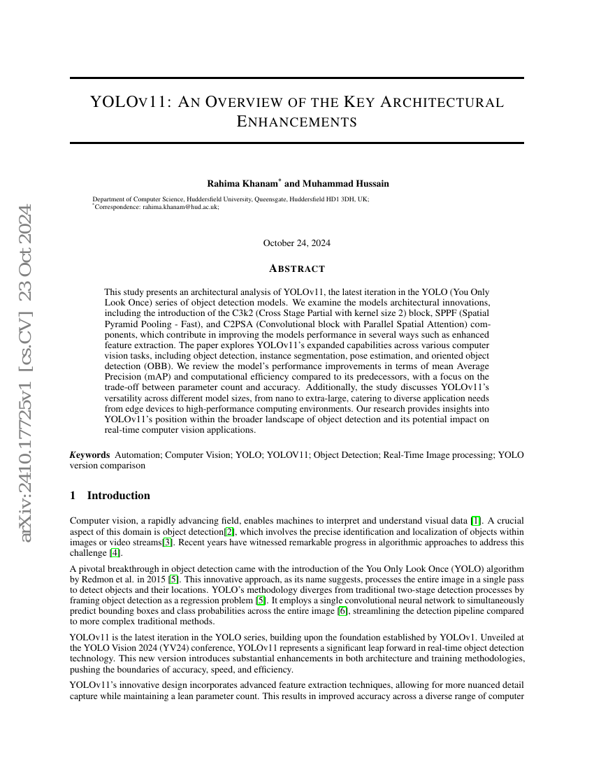 YOLOv11：关键架构改进概述 | 论文 | HyperAI超神经