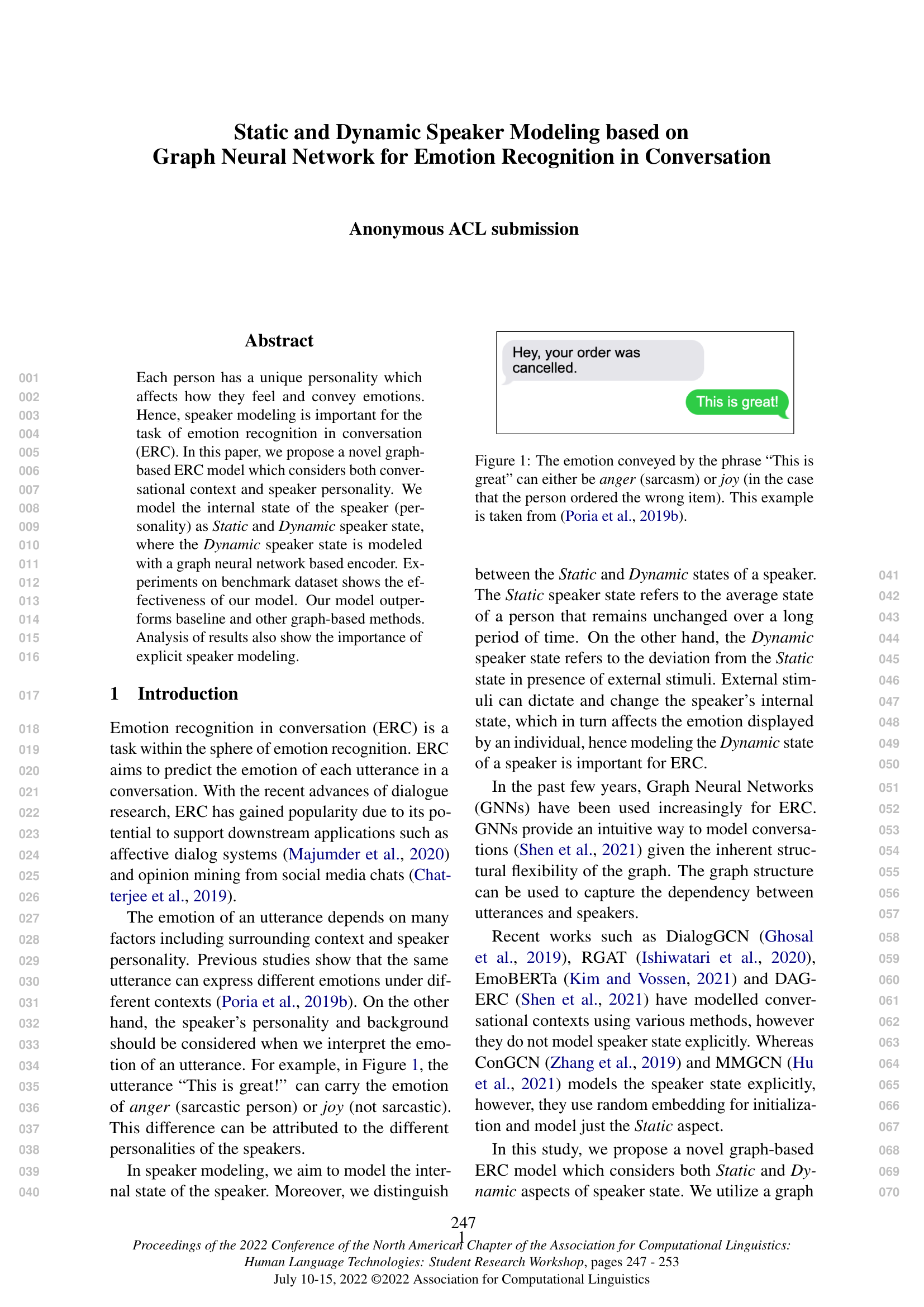 Static and Dynamic Speaker Modeling based on Graph Neural Network for Emotion Recognition in ...